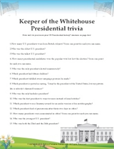 Presidential Trivia – Printable Games