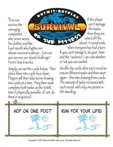 Survival of the Fittest – Printable Games