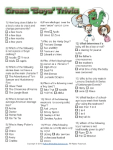 Gross Boys Trivia Game – Printable Games